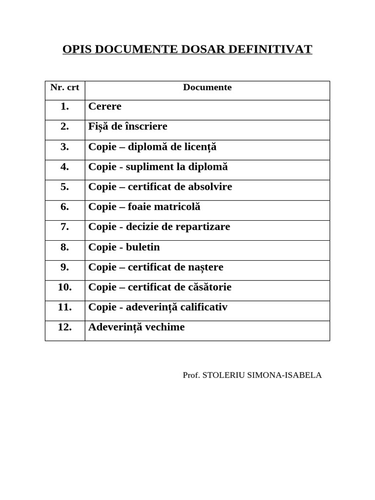Opis Dosar Def | PDF