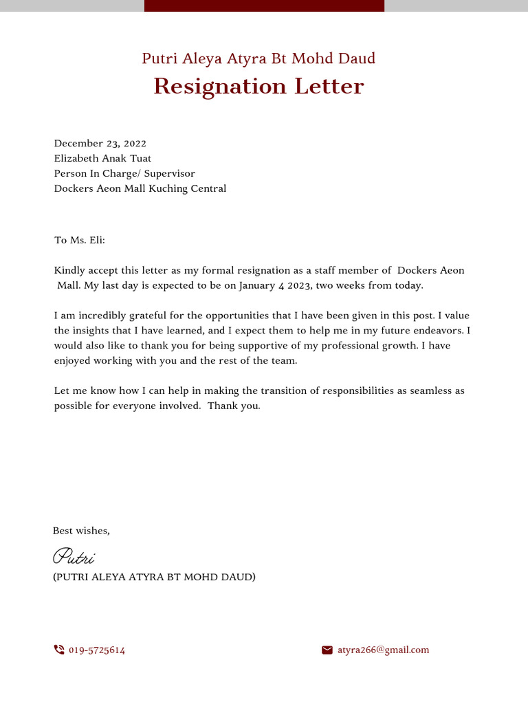 Resignation Letter | PDF