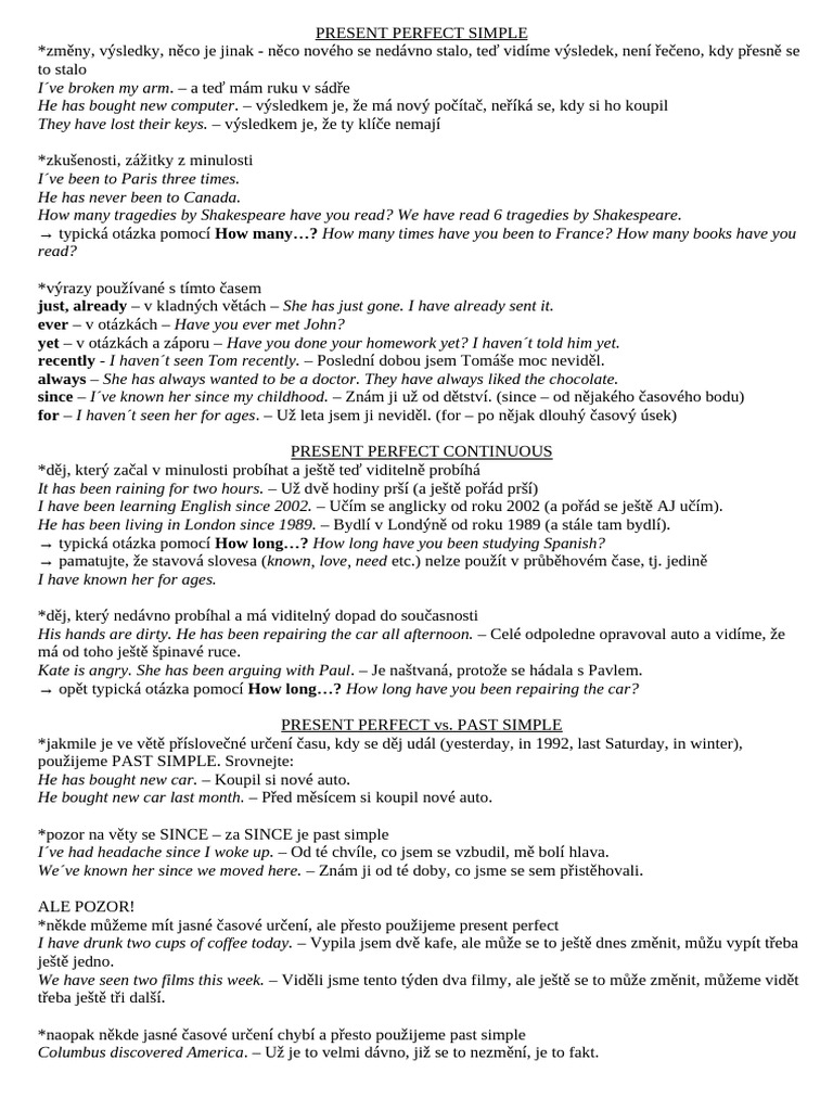 PRESENT PERFECT - Theory | PDF