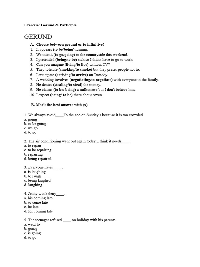 08 - Exercise - Gerund & Participle | PDF
