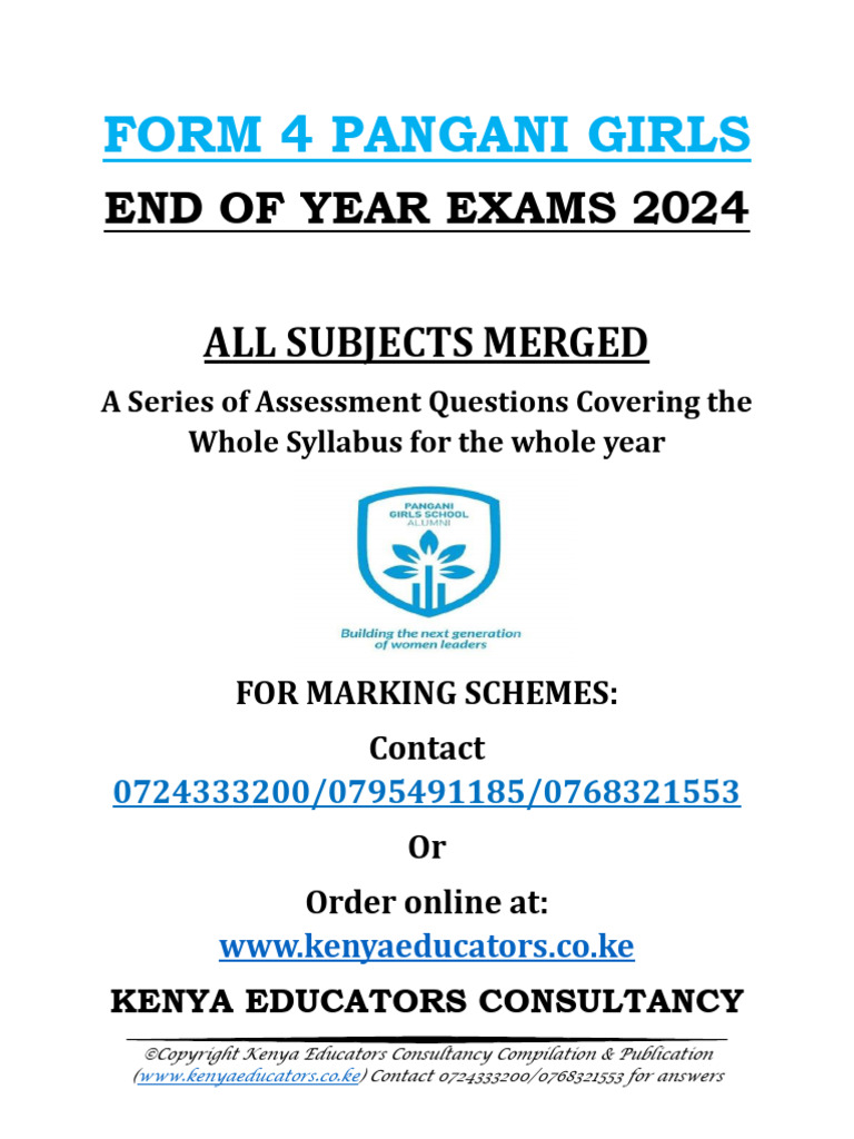 Pangani Girls Kcse 2024 Post Mocks | PDF