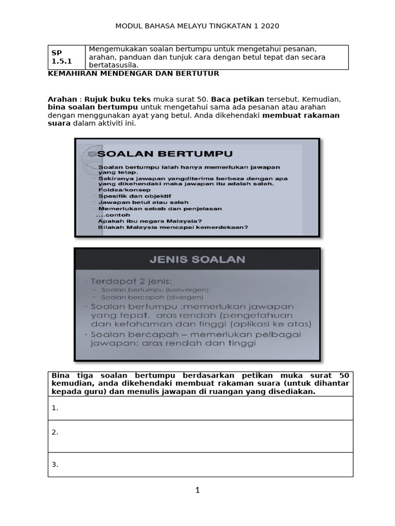 Modul BM Ting 1 | PDF