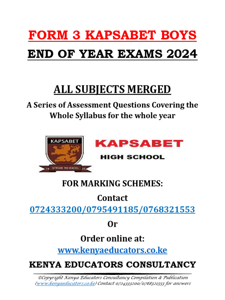 f3 Kapsabet Boys End Year Exams | PDF