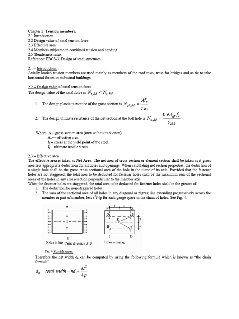 Chapter 2 Tension Members Lecture Note | PDF