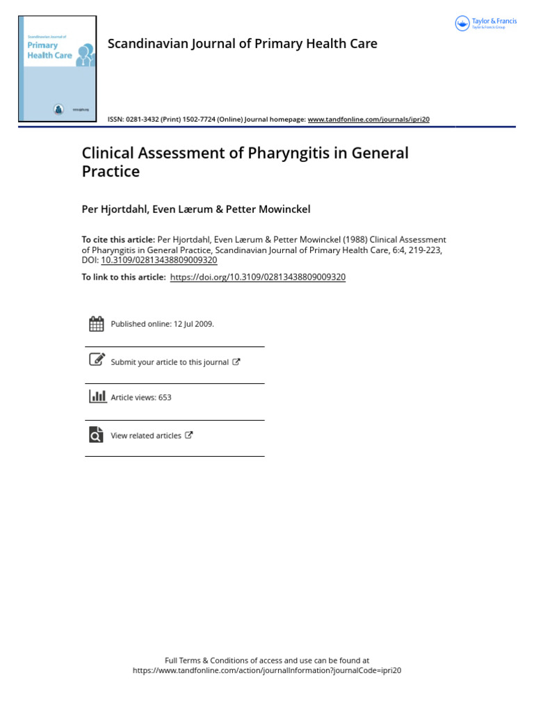 Clinical Assessment of Pharyngitis in General Practice | PDF | Diseases ...