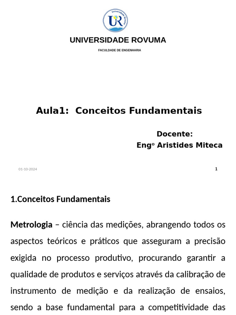 Aula1 Metrologia Industrial | PDF