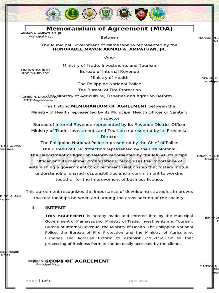 Memorandum of agreement-BOSS 2021 | PDF