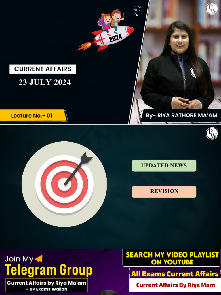 Up Exam Current Affairs 23 July by Riya Maam | PDF