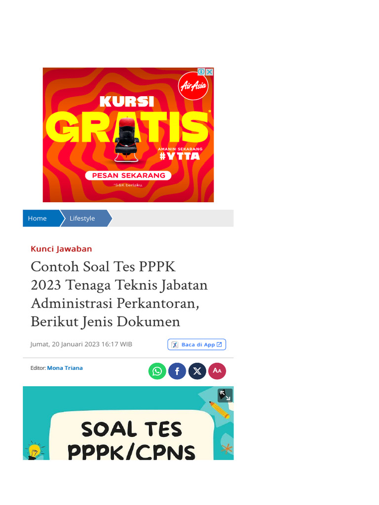 Contoh Soal Tes PPPK 2023 Tenaga Teknis Jabatan Administrasi ...