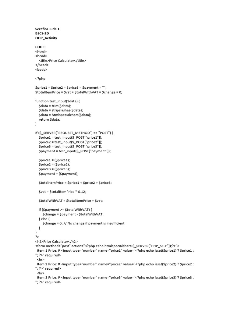 Serafica BSCS-2D OOP Activity | PDF