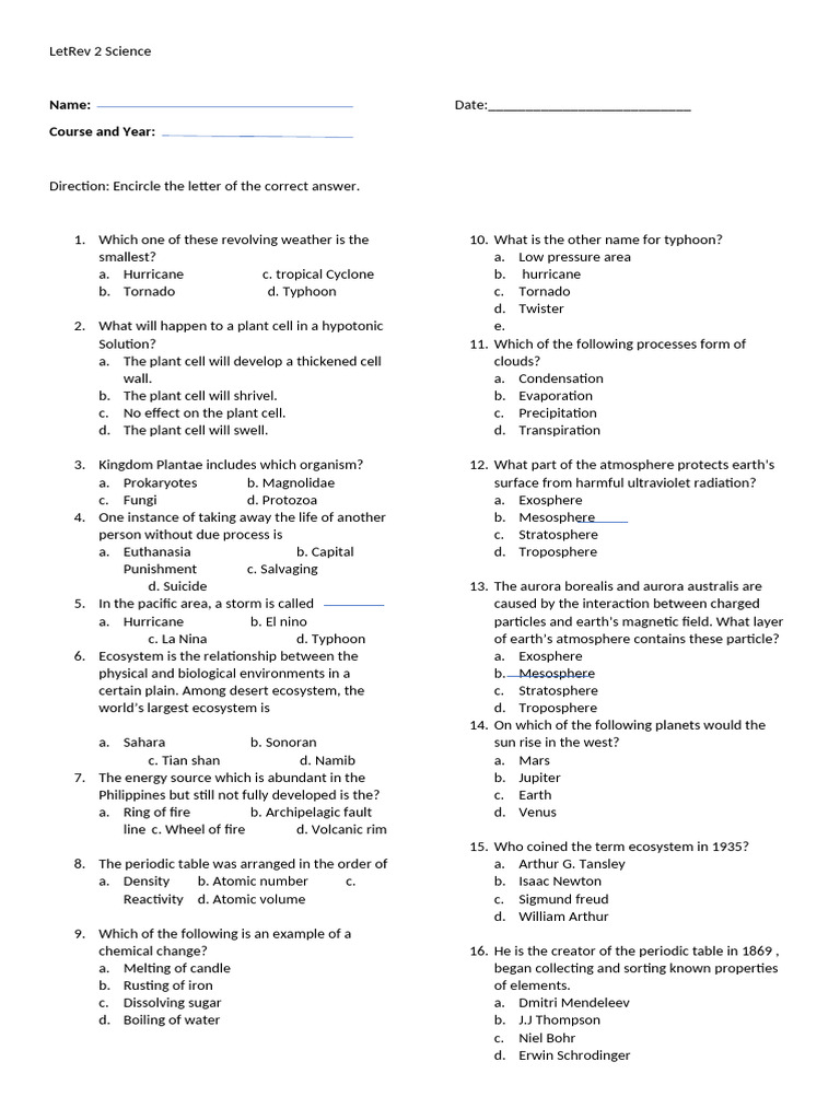 Practice Test Science | PDF