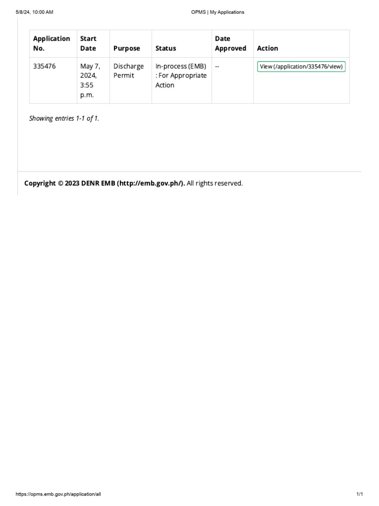 OPMS - My Applications | PDF