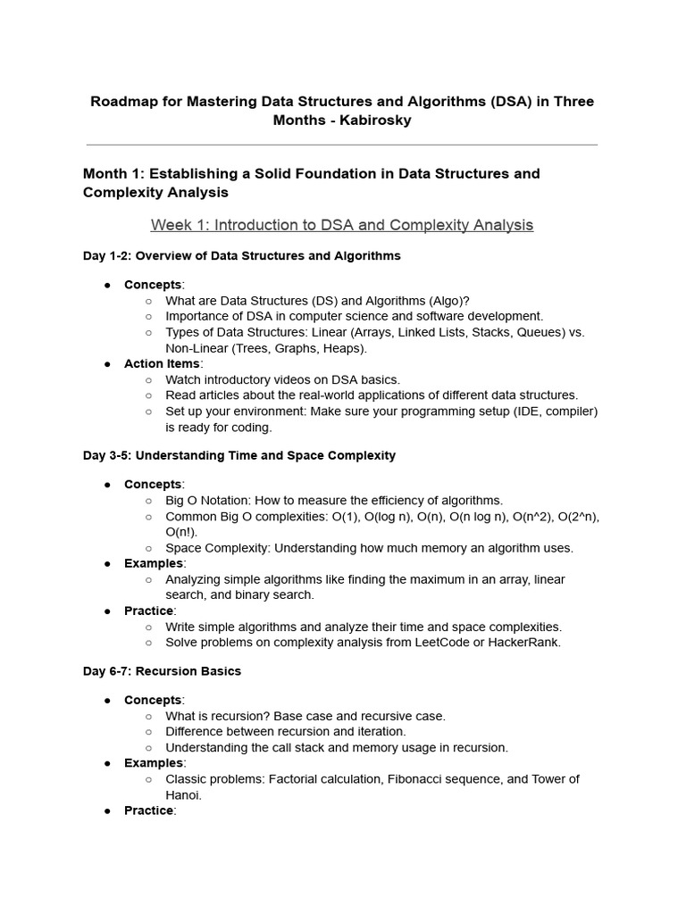 Roadmap For Mastering Data Structures and Algorithms (DSA) in Three ... Roadmap For Mastering Data Structures and Algorithms (DSA) in Three ...
