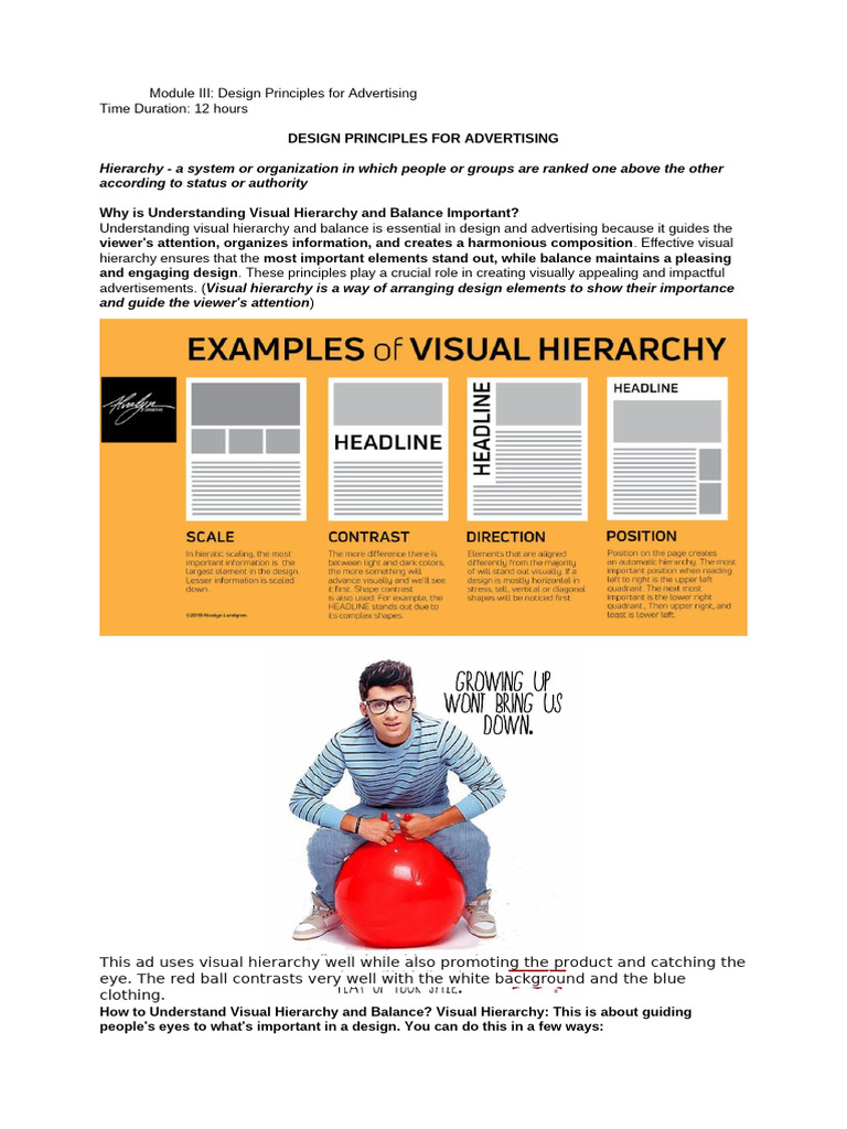 Visual Hierarchy & Balance in Advertising | PDF | Typography | Career ...
