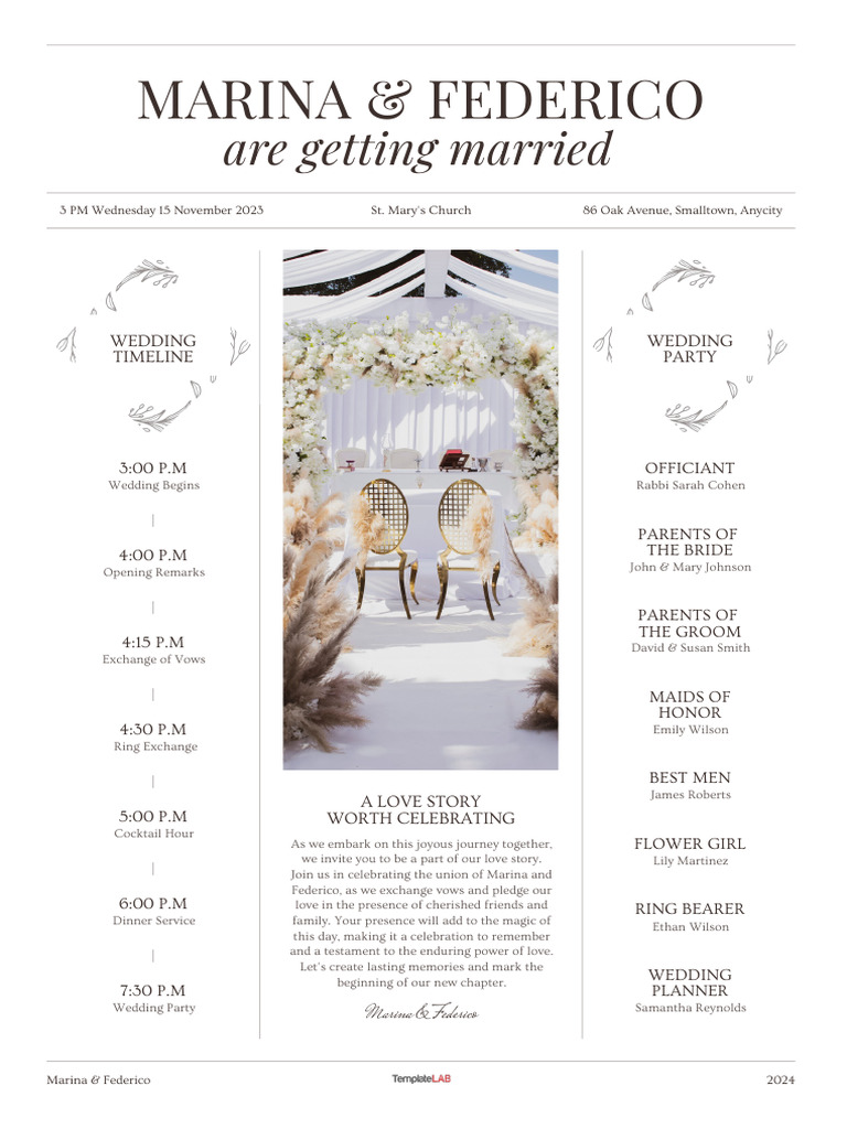 Newspaper Wedding Program Template | PDF