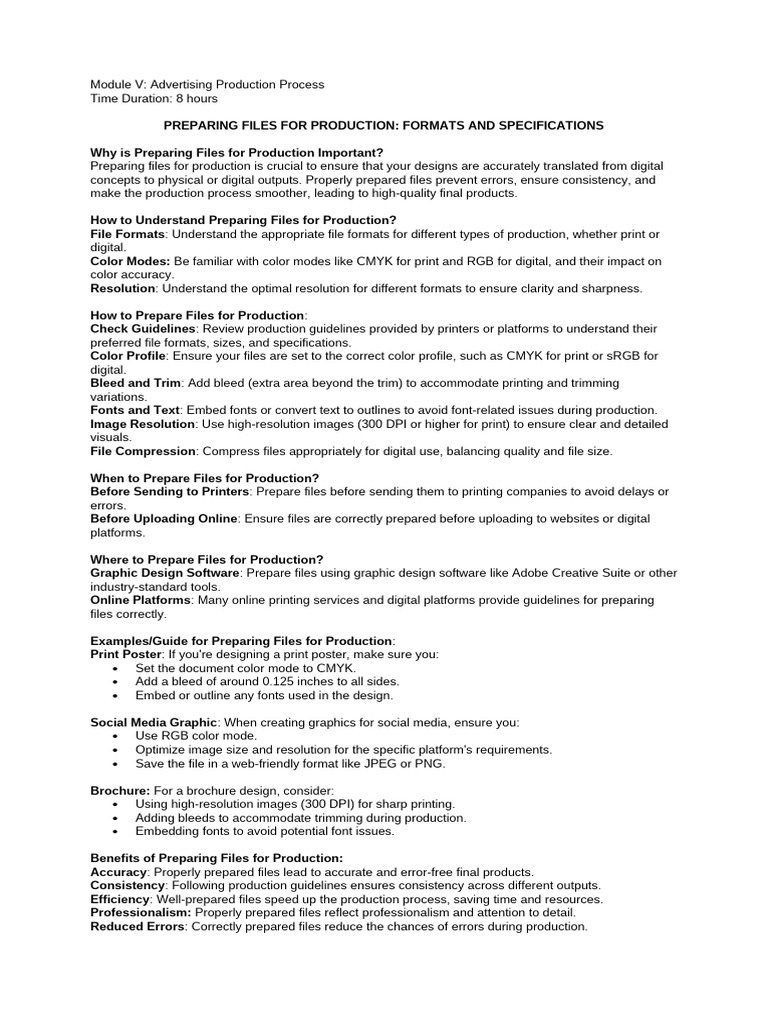 Module V Advertising Production Process | PDF