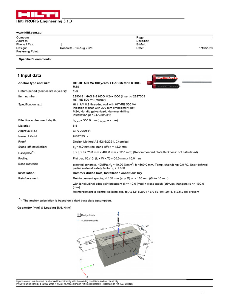 Anchor Bolt HILTI Output | PDF