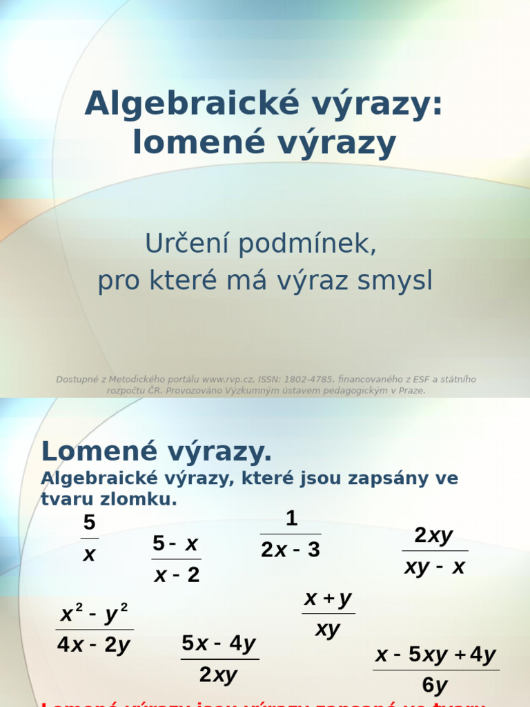Lomene - Vyrazy - Podminky VYKLAD | PDF