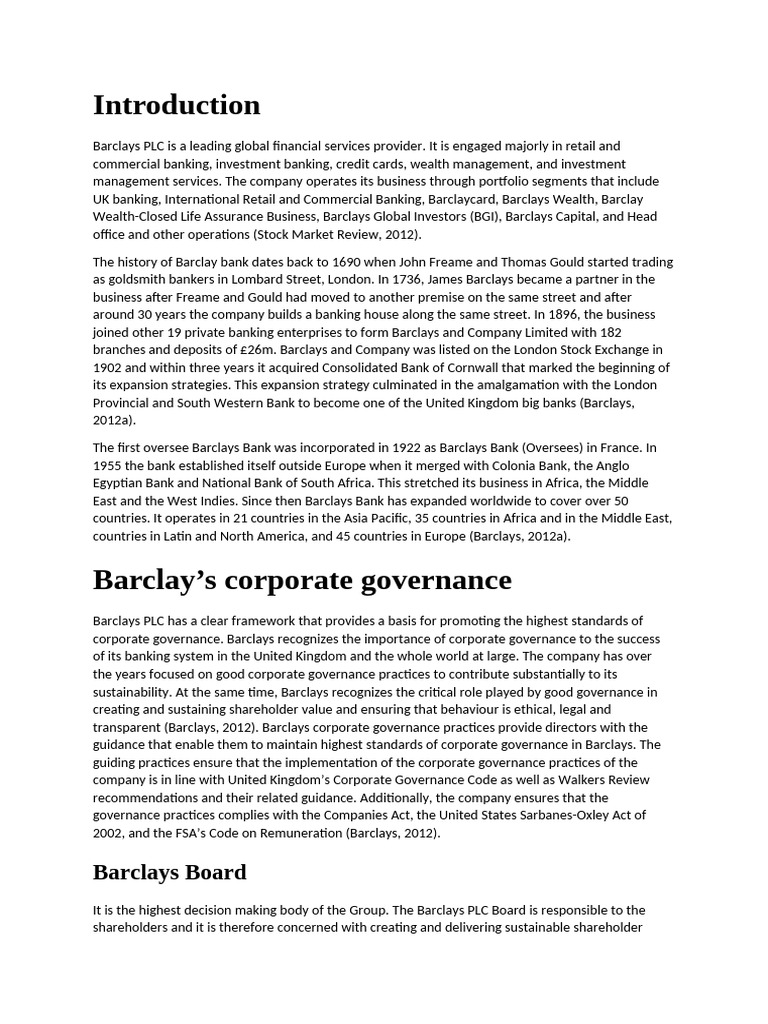 Barclays Board | PDF