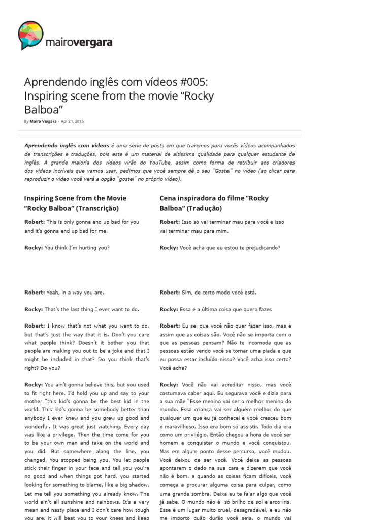 005 - Aprendendo Inglês Com Vídeos #005 - Inspiring Scene From The ...