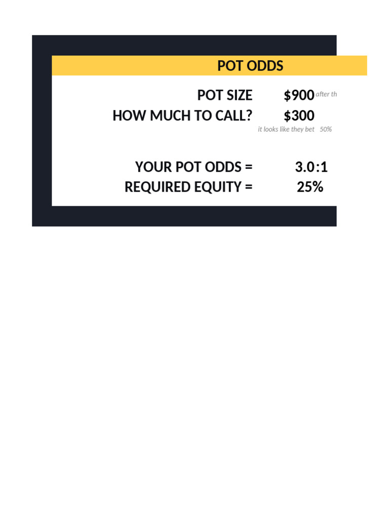 Pot Odds - SplitSuit Spreadsheet | PDF