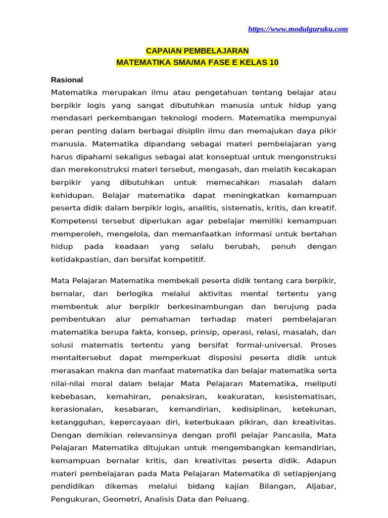 CP Fase E - Matematika | PDF