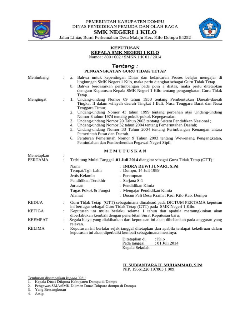 SMK Negeri 1 Kilo: Tentang | PDF