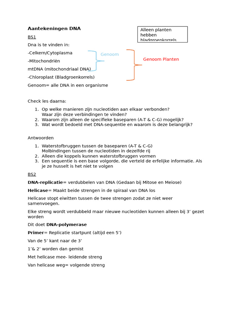 V5 BIO H4 DNA Aantekeningen | PDF