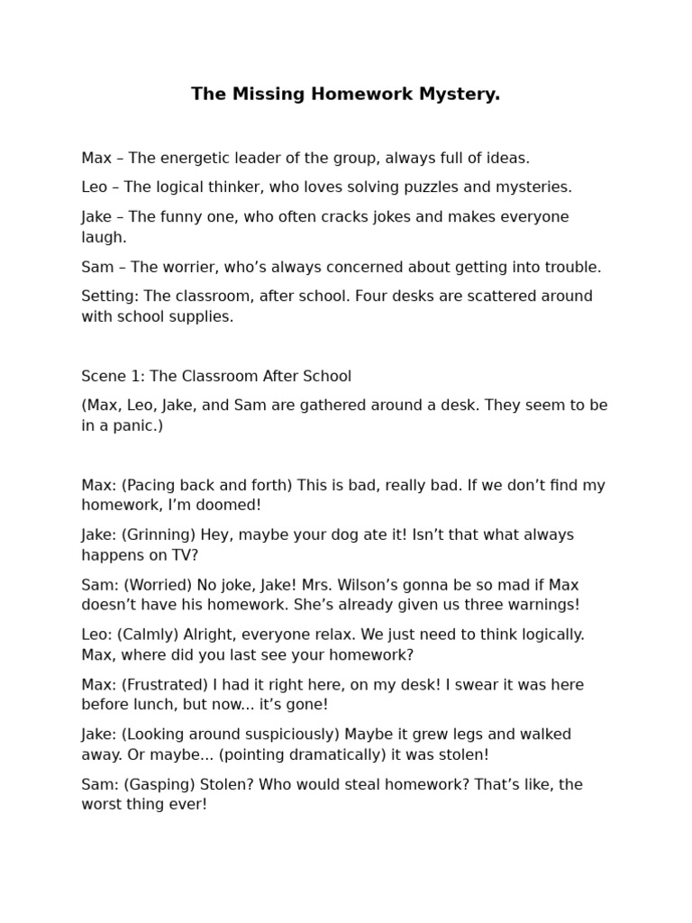 The Missing Homework Mystery | PDF