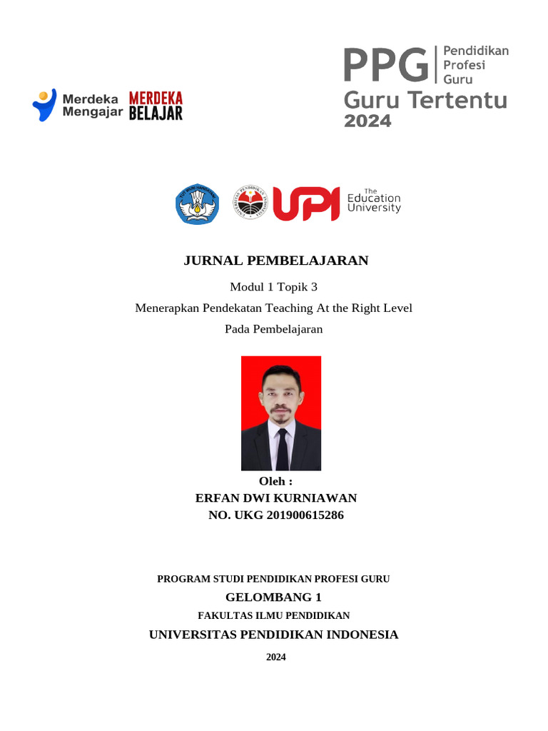 Modul 1 Topik 3 PENDEKATAN TARL JURNAL PEMBELAJARAN PPG GURU TERTENTU TAHAP 1 TAHUN 2024 | PDF
