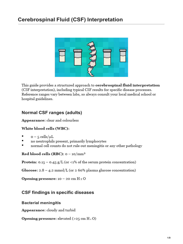 CSF Interpretation | PDF