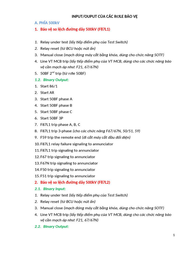 Input-Ouput Cua Cac Role Bao Ve | PDF