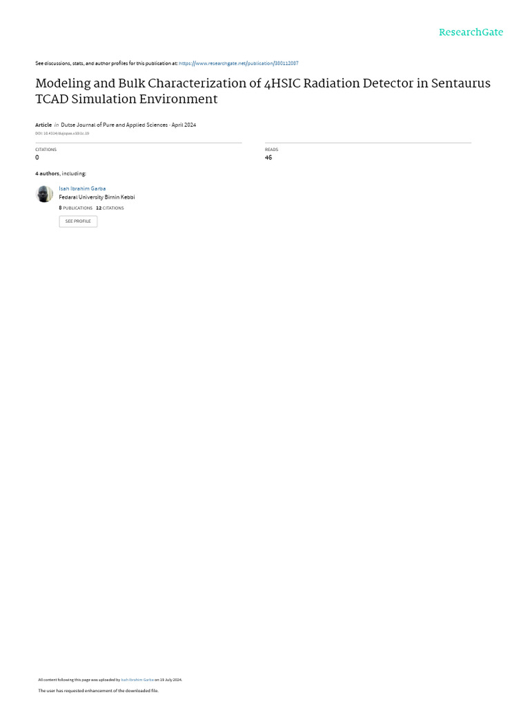 Modeling and Bulk Characterization of 4HSIC Radiation Detector in ...