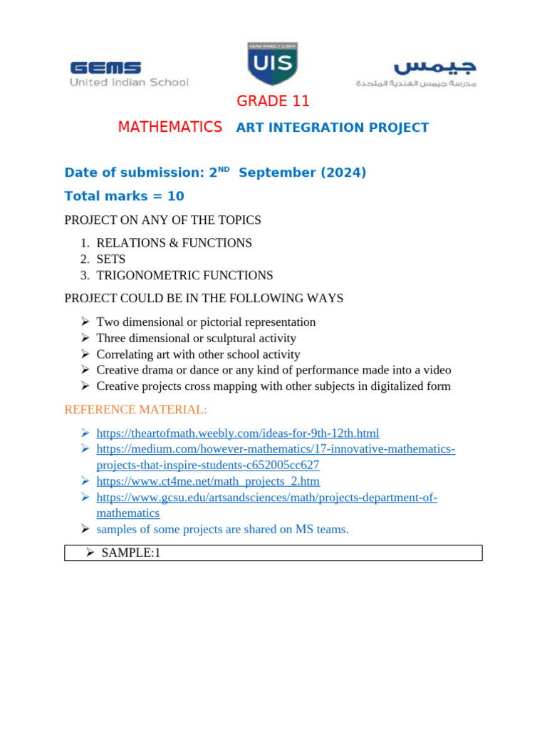 Grade 11 Math-Art Integrated Project | PDF