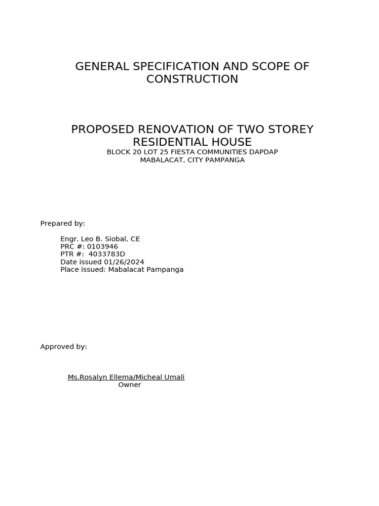 General Specification Fiesta Dapdap | PDF