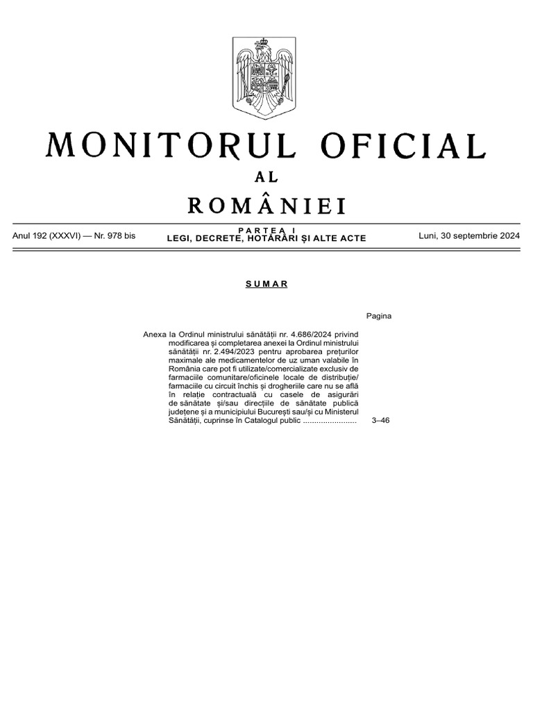 Monitorul Oficial Partea I Nr. 978bis | PDF