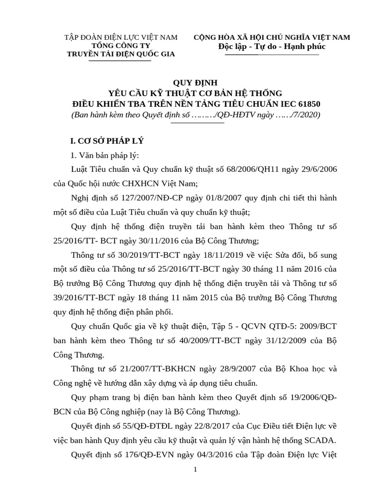 Yeu Cau Ky Thuat HTDK TBA Theo IEC-61850 (248KB) | PDF