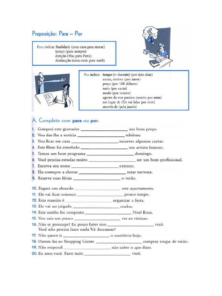 Preposições Por e para e Outras Contrações | PDF
