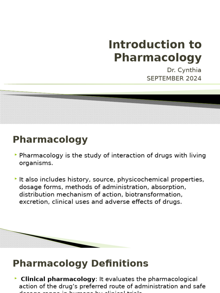 Introduction to Pharmacology Basics | PDF | Pharmacology | Injection ...