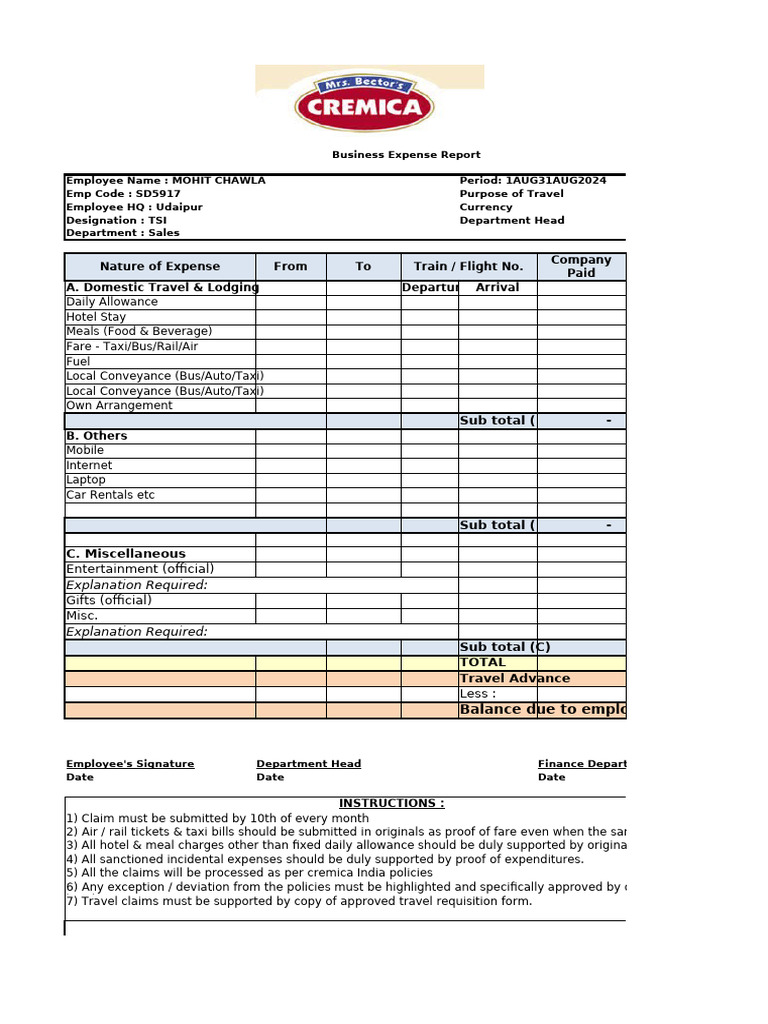 Travel Exp Aug24 Mohit | PDF