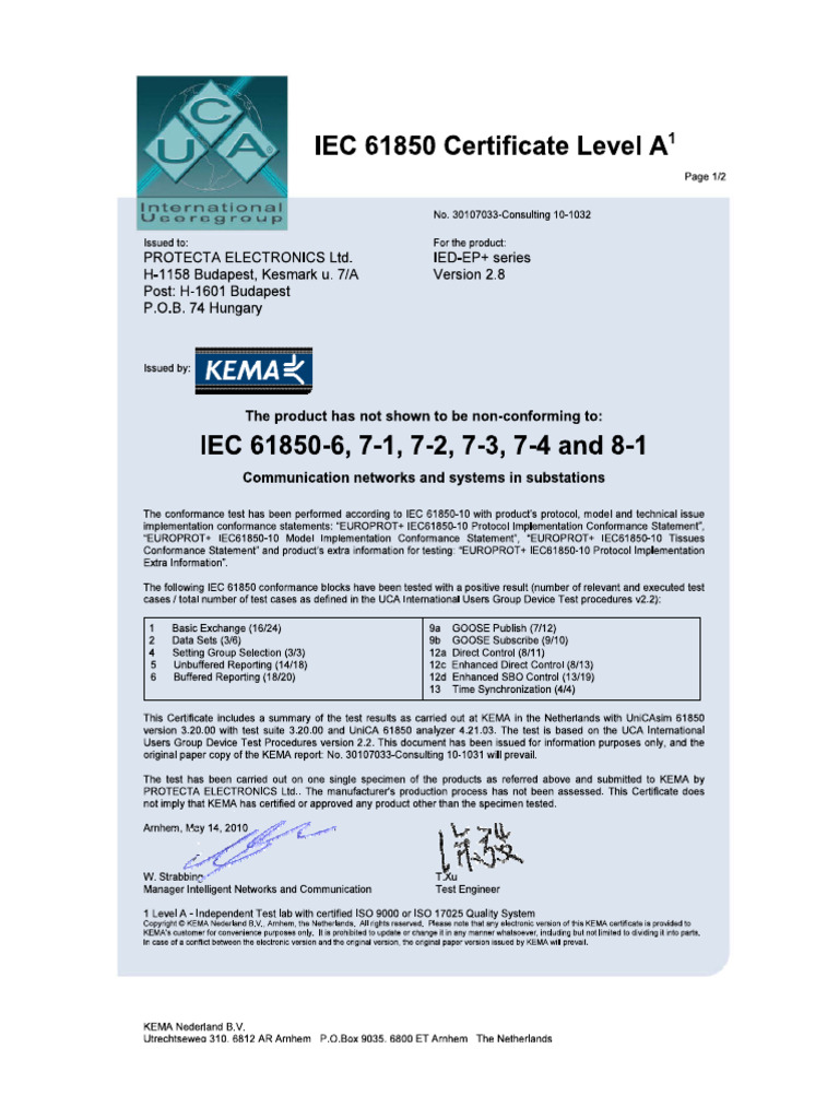 10-1031 TX Certificate IED-EP+ Series-30107033 | PDF