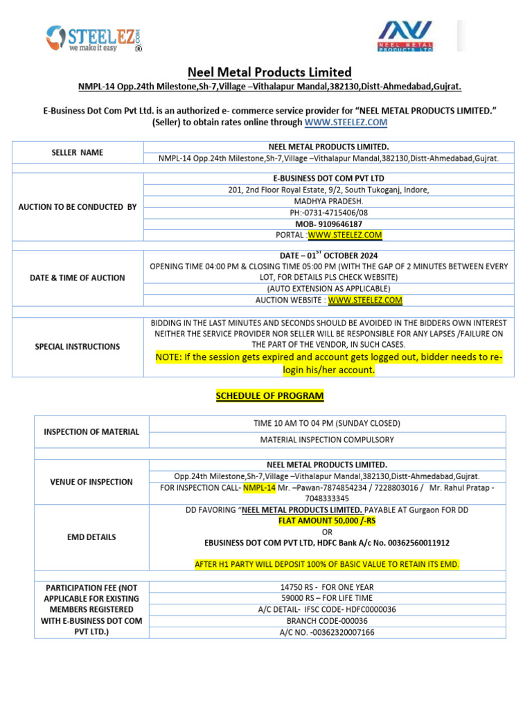 Neel Metal Gujrat 01 October 2024 | PDF