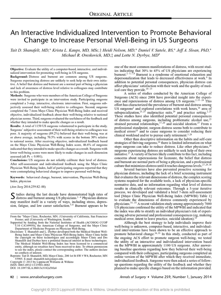 Shanafelt 2014 | PDF