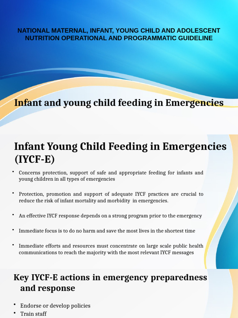 6 MIYCAN Training Infant and Young Child Feeding in Emergencies | PDF | Breastfeeding | Breast Milk