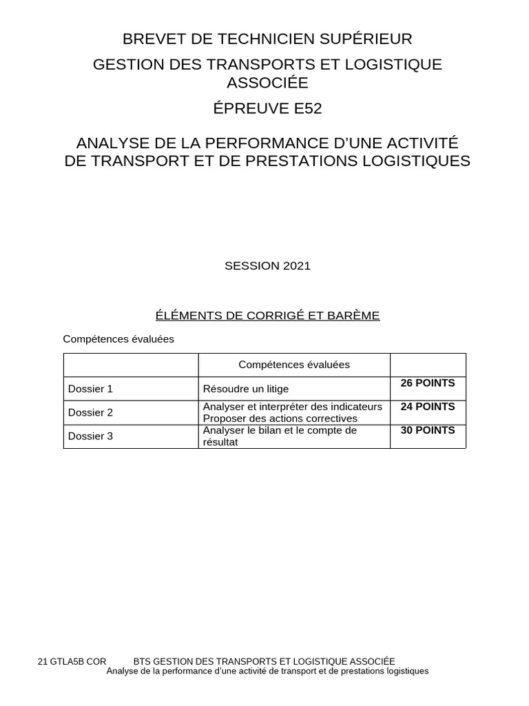 BTS GTLA 2021 E52 CHERDAS Corrige | PDF