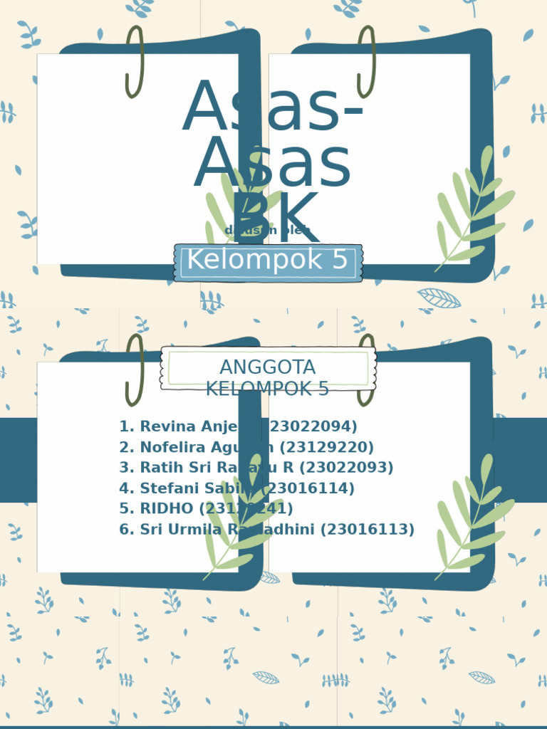 Asas-Asas BK Kelompok 5 | PDF