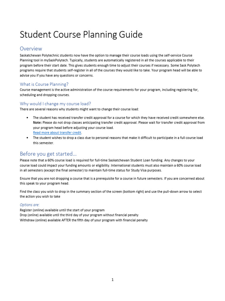 Course Planning Student Guide and FAQs | PDF