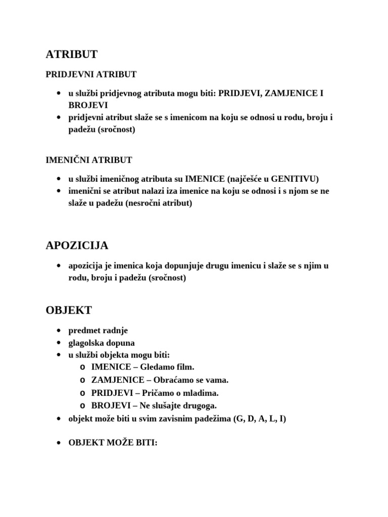 Rečenični Dijelovi - Ponavljanje | PDF