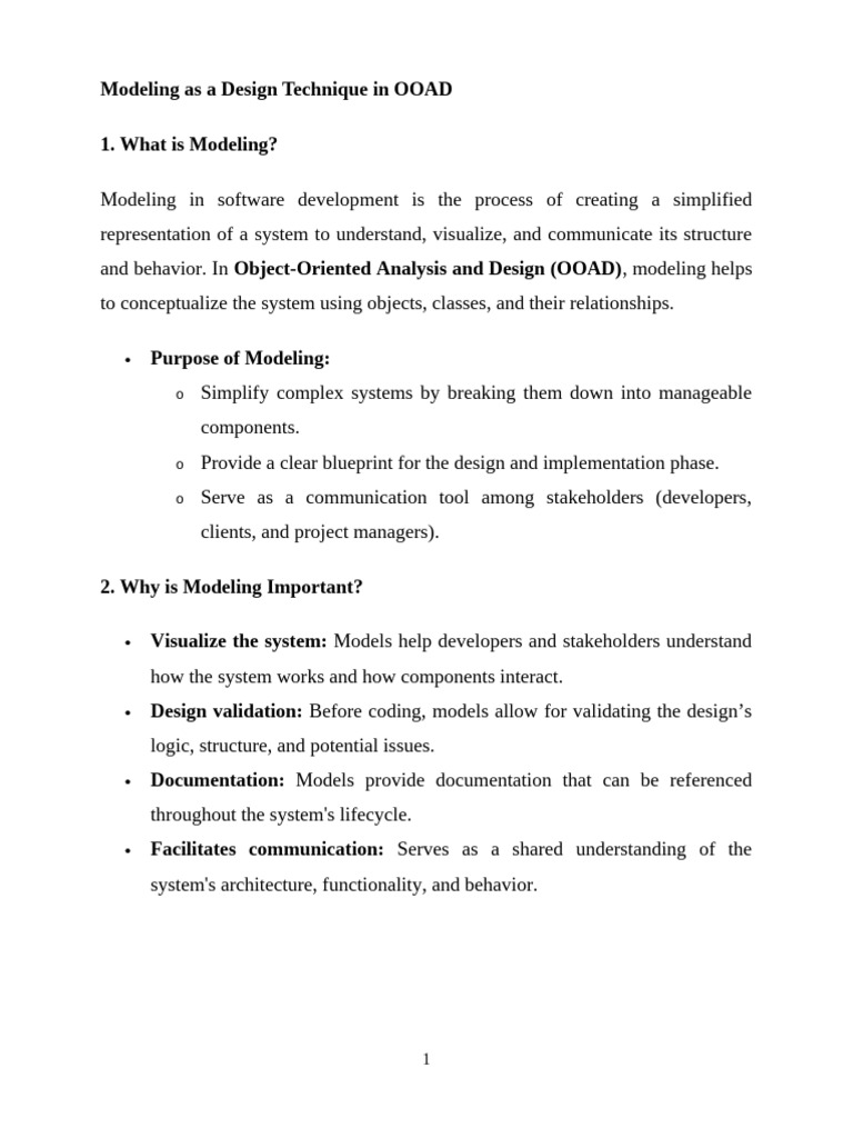 Unit 1 - Lecturer 2 - Modeling As A Design Technique in OOAD | PDF ...