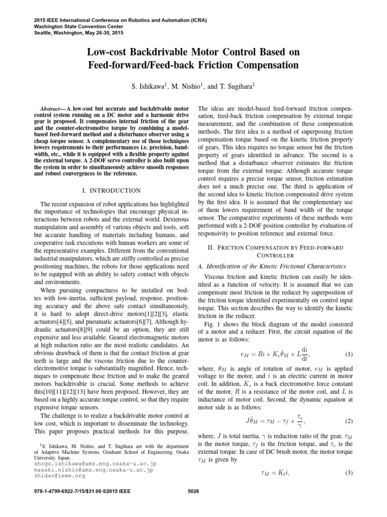 OBSERVER For BACK EMF - Low-Cost Backdrivable Motor Control Based On | PDF